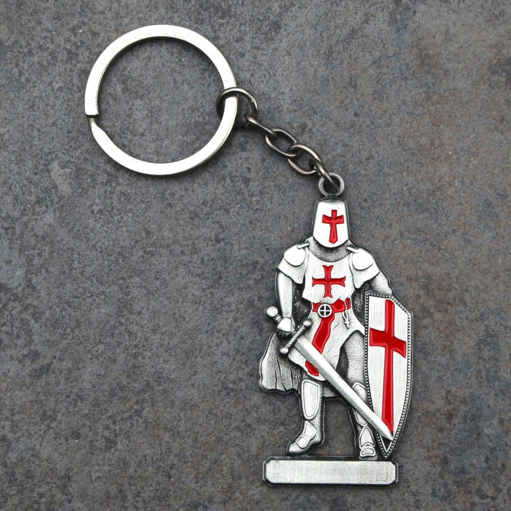 Templar Keyring Outline With Sword And Shield - History Bonkers.